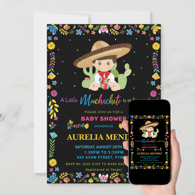 Baby Muchachito Fiesta Mexican Baby Boy Shower Invitation | Zazzle