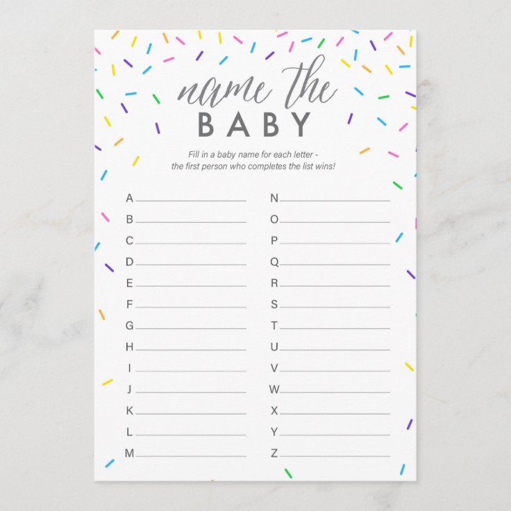 Baby Name ABC Game, Baby Name Race Card | Zazzle