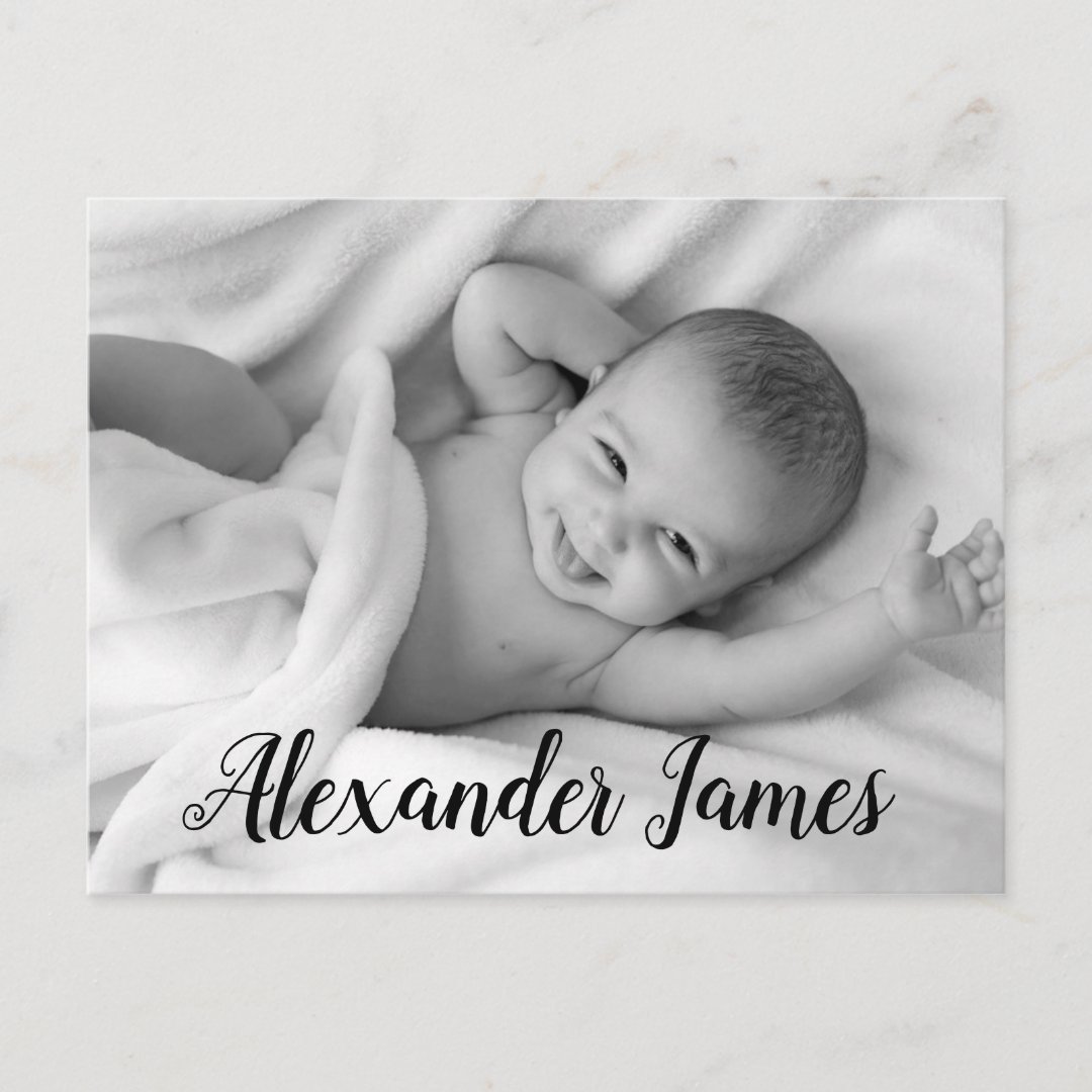 Baby Name Script Birth Announcement Photo | Zazzle
