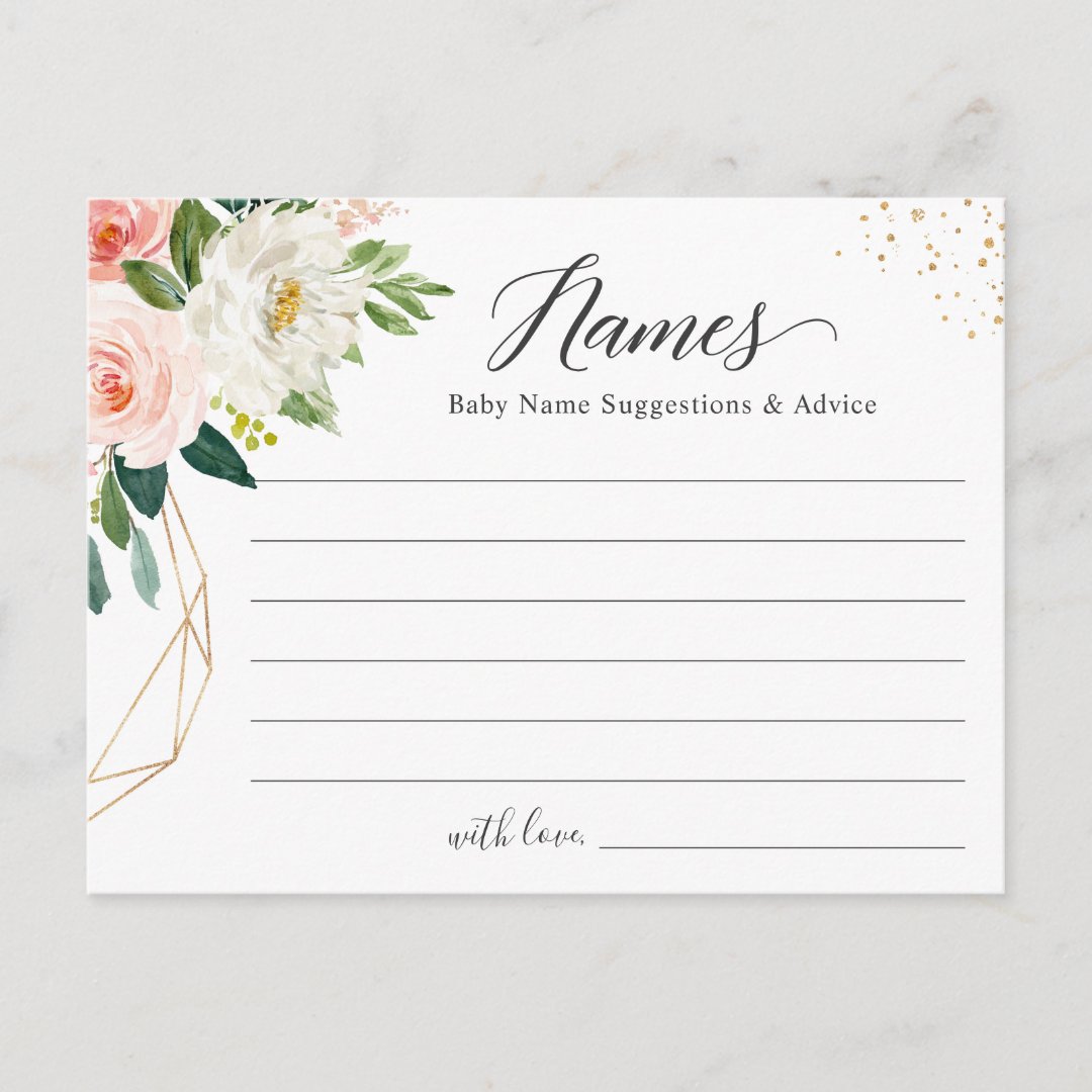 Baby Name Suggestion Advice Baby Shower Game Card | Zazzle