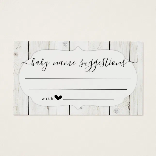 Baby Name Suggestions Card for Baby Shower | Zazzle