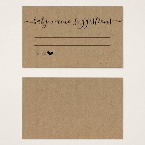Baby Name Suggestions Card for Baby Shower | Zazzle