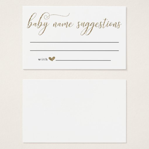 Baby Name Suggestions Card for Baby Shower - Gold | Zazzle