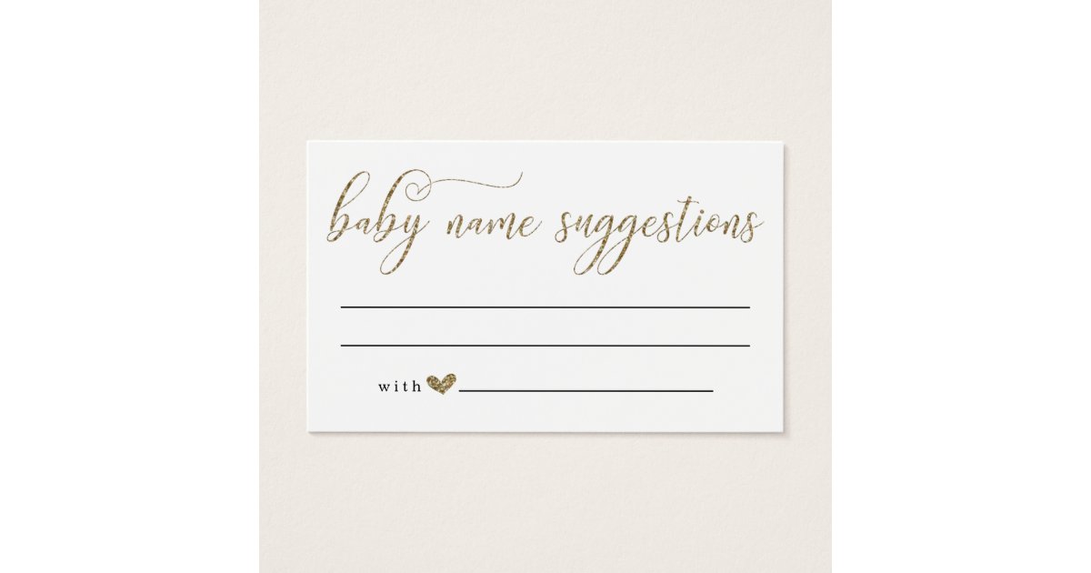 Baby Name Suggestions Card for Baby Shower - Gold | Zazzle