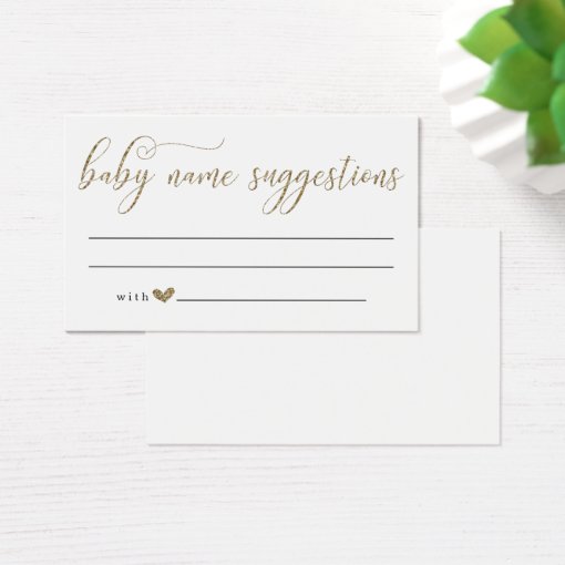 Baby Name Suggestions Card for Baby Shower - Gold | Zazzle