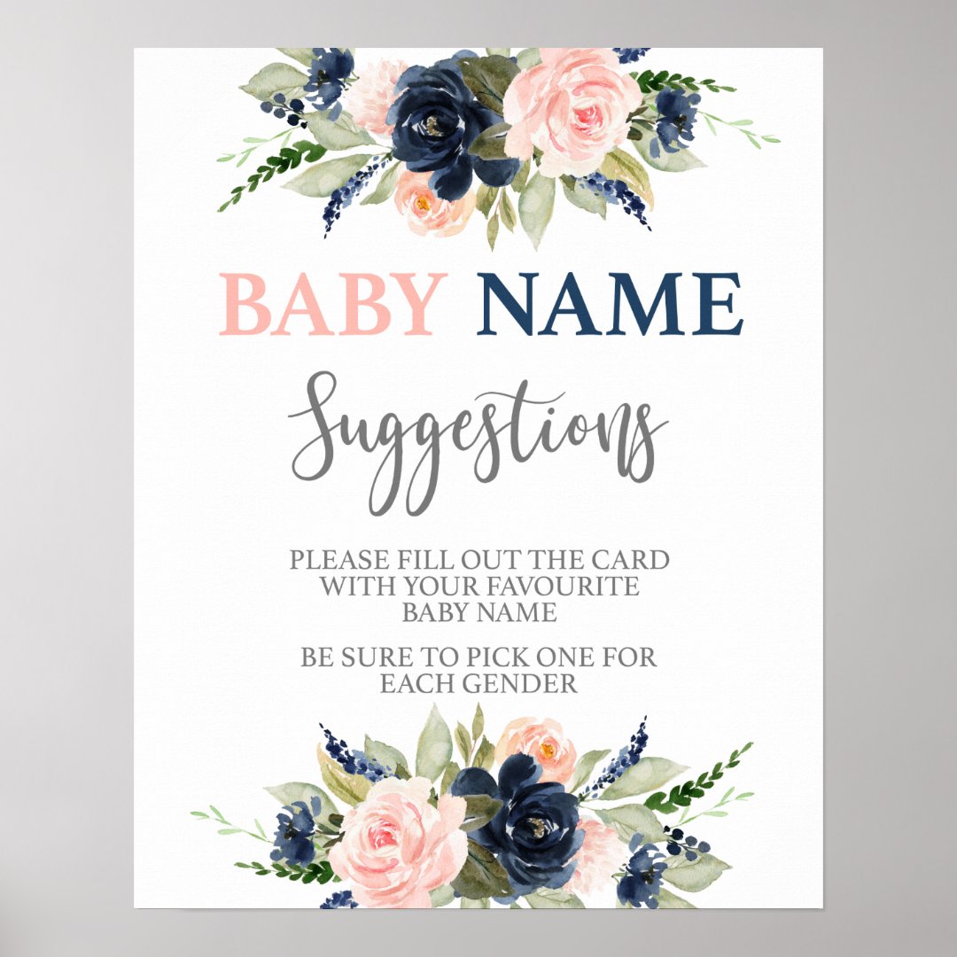 Baby Name Suggestions Gender Reveal Poster | Zazzle