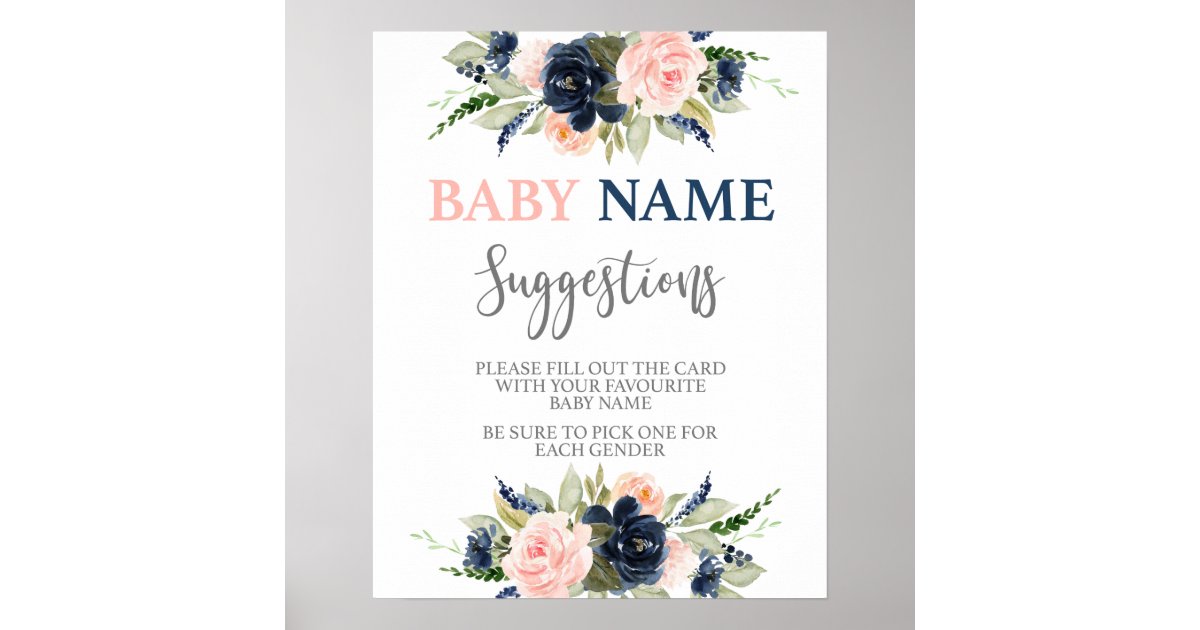 Baby Name Suggestions Gender Reveal Poster | Zazzle