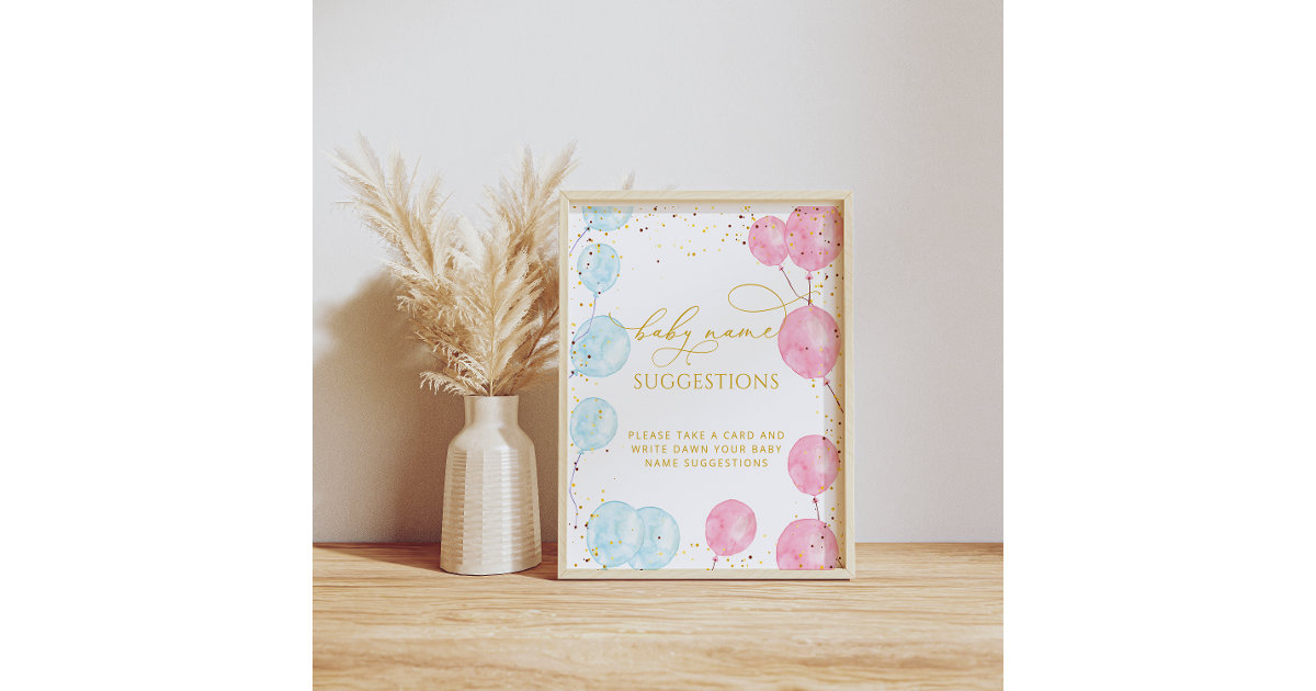 Baby Name Suggestions Gender Reveal Poster | Zazzle