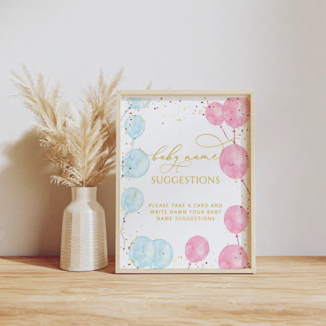 Baby Name Suggestions Gender Reveal Poster | Zazzle