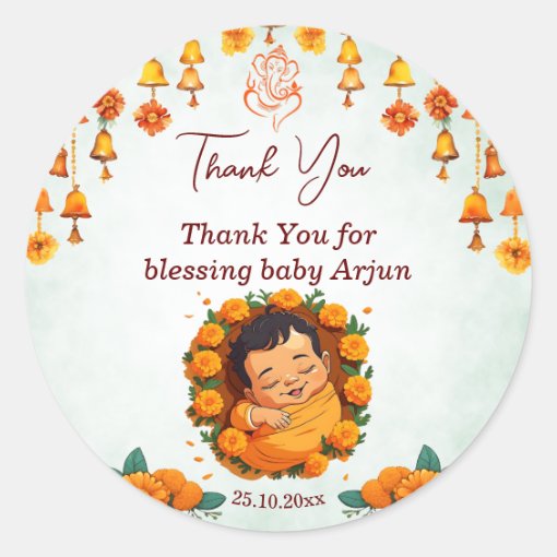 Baby Naming Namkaran Cradle Ceremony favor Classic Round Sticker | Zazzle