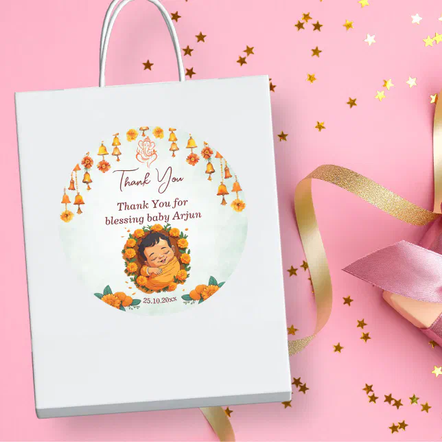 Baby Naming Namkaran Cradle Ceremony favor Classic Round Sticker | Zazzle