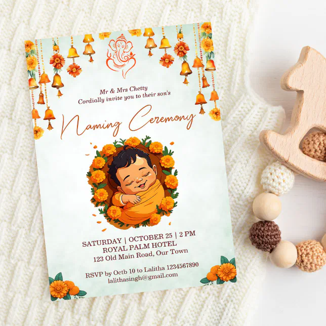 Baby Naming Namkaran Cradle Ceremony template | Zazzle