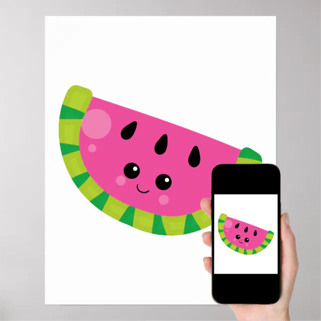 Baby Nursery Kawaii Modern watermelon Summer Fruit Poster | Zazzle