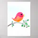 Baby Nursery wallart_ Watercolor Pink Bird Poster | Zazzle