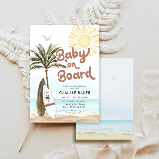 Baby on Board Beach Baby Shower Invitation | Zazzle