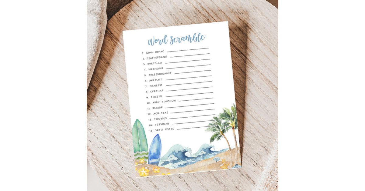 Baby on Board Beach Baby Shower Word Scramble Game | Zazzle