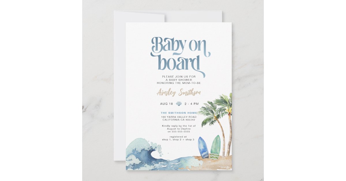 Baby on Board Invitation, Beach Baby Shower Invitation | Zazzle