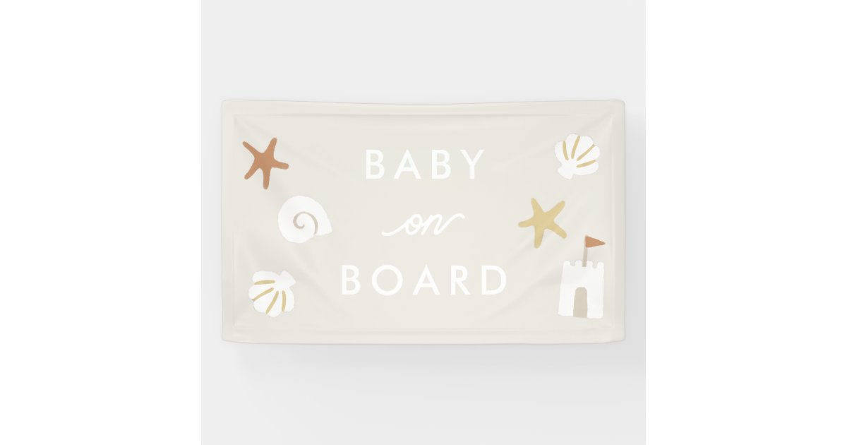 ‘Baby On Board’ Sandy Beach Pool Baby Shower Banner | Zazzle