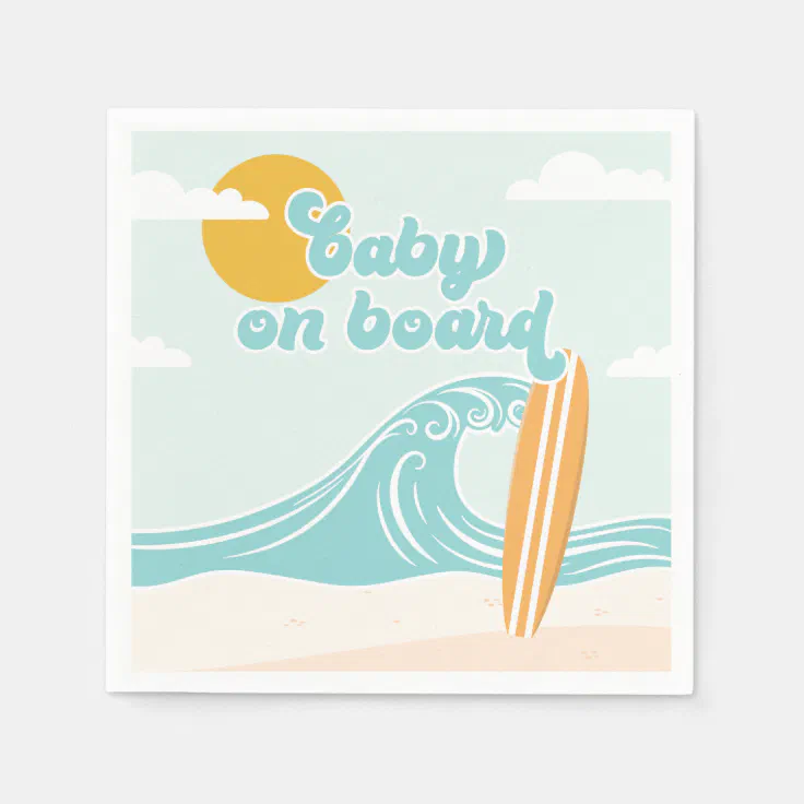 Baby on Board Surf Beach Baby Shower Napkins | Zazzle