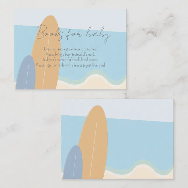 Baby on Board Surfing Beach Books For Baby Shower Enclosure Card | Zazzle