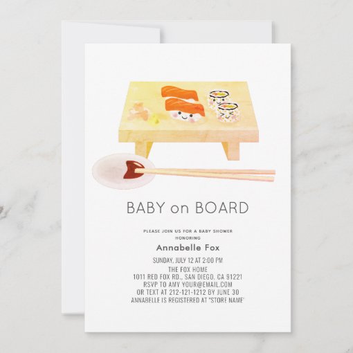 Baby on Board Sushi Baby Shower Invitation | Zazzle