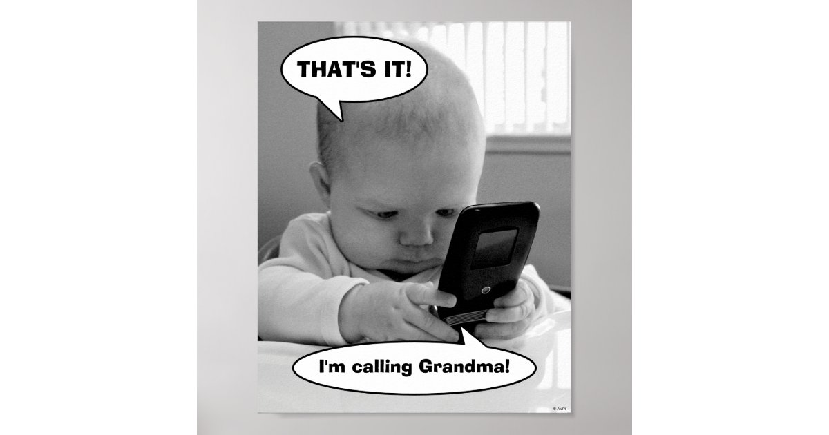 Baby on Cell Phone Poster | Zazzle