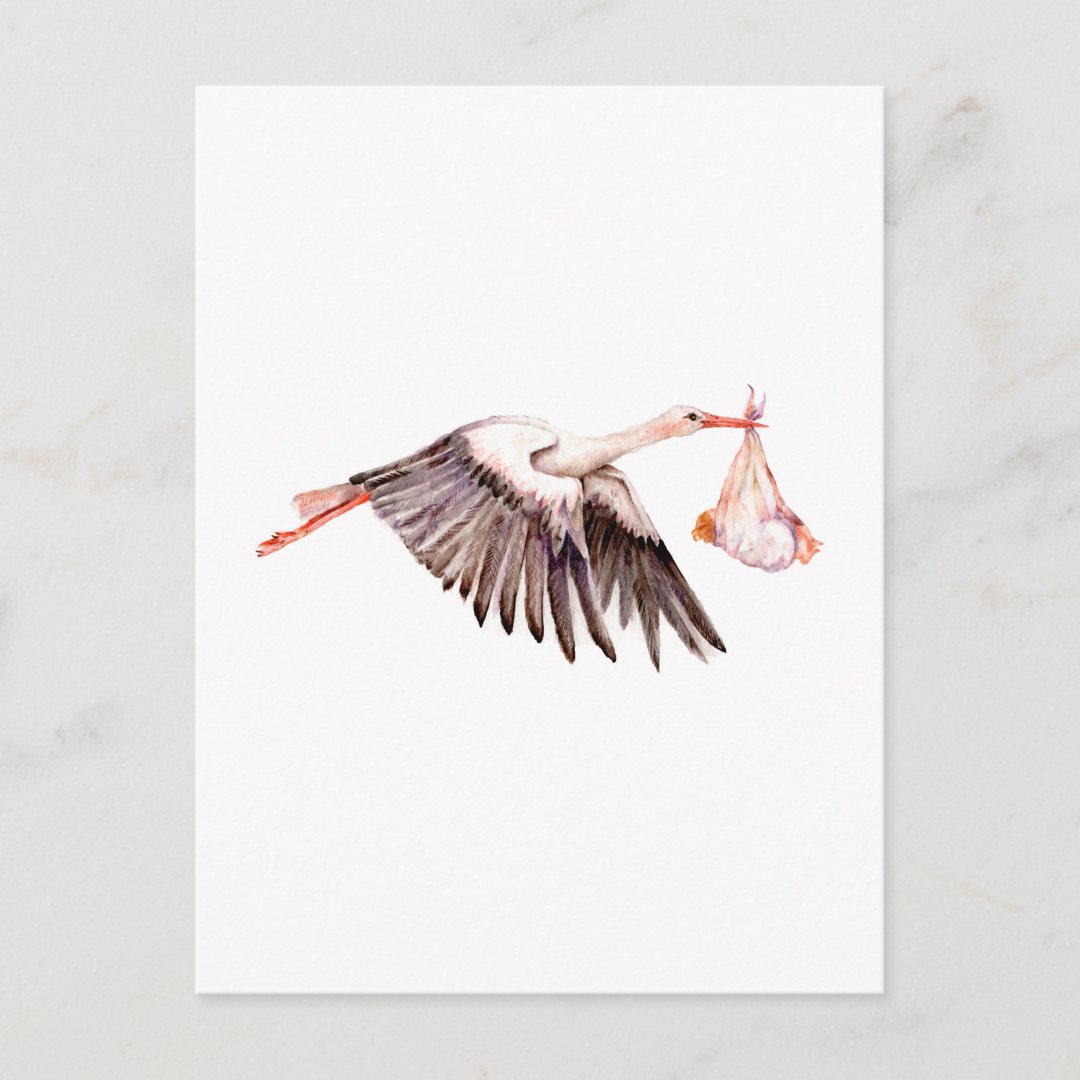 Baby on Stork Postcard | Zazzle