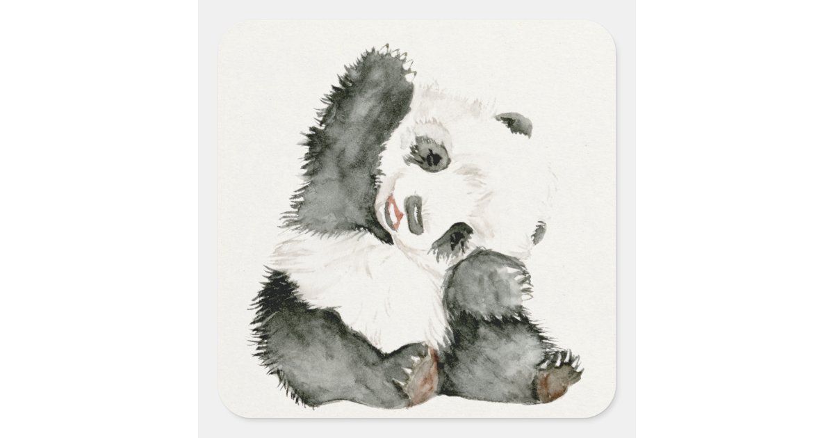 Baby Panda | Cute & Furry Square Sticker | Zazzle