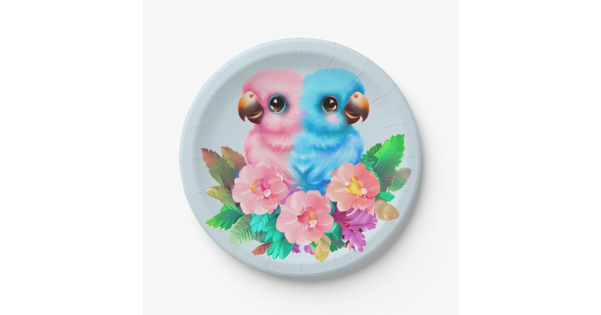 Baby Parrot Twins Paper Plates | Zazzle