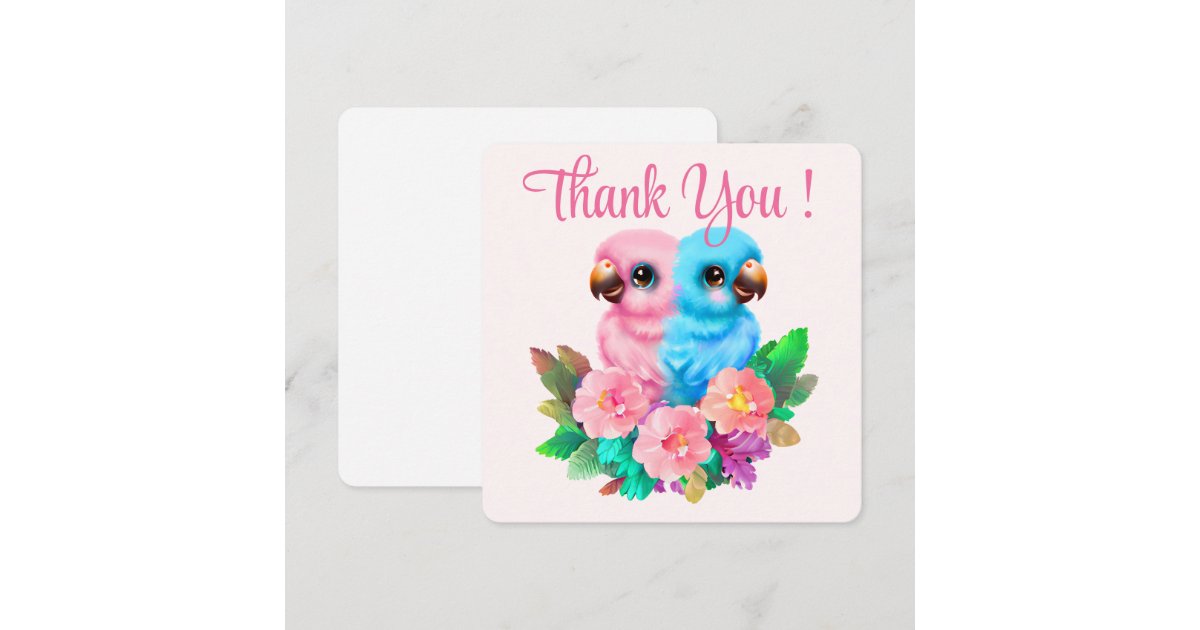 Baby Parrot Twins Thank You Card | Zazzle