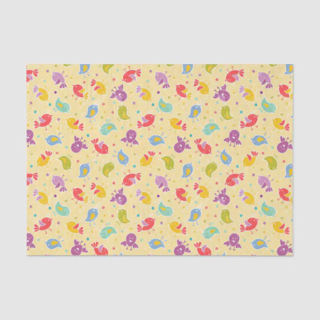 Baby pattern with cute birds tissue paper | Zazzle