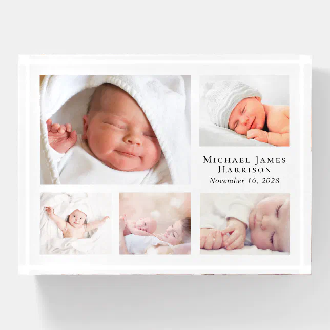 Baby Personalized Photo Collage Paperweight | Zazzle