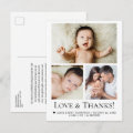 Baby Photo Birth announcement Love and Thanks Postcard | Zazzle