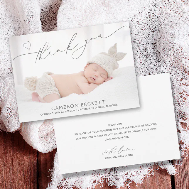 Baby Photo Birth Announcement Thank You Card | Zazzle