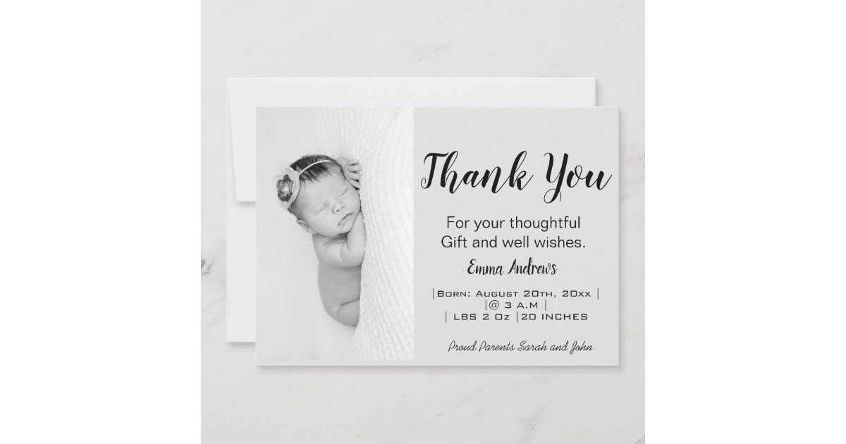 Baby Photo Thank You Birth Announcement | Zazzle