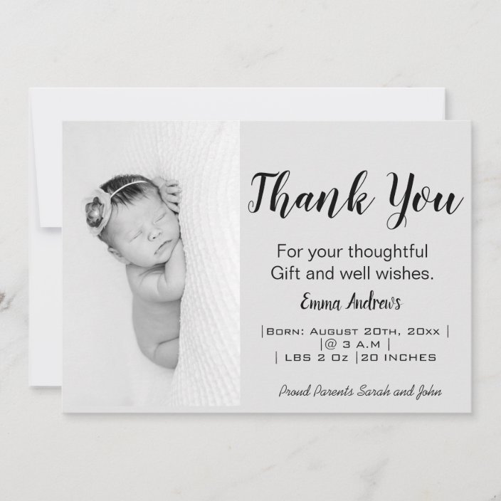 Baby Photo Thank You Birth Announcement | Zazzle.com