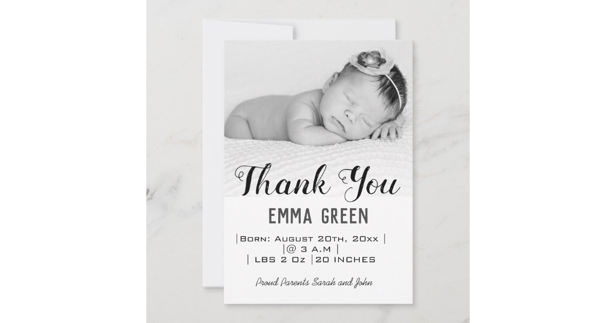 Baby Photo Thank You Birth Announcement | Zazzle