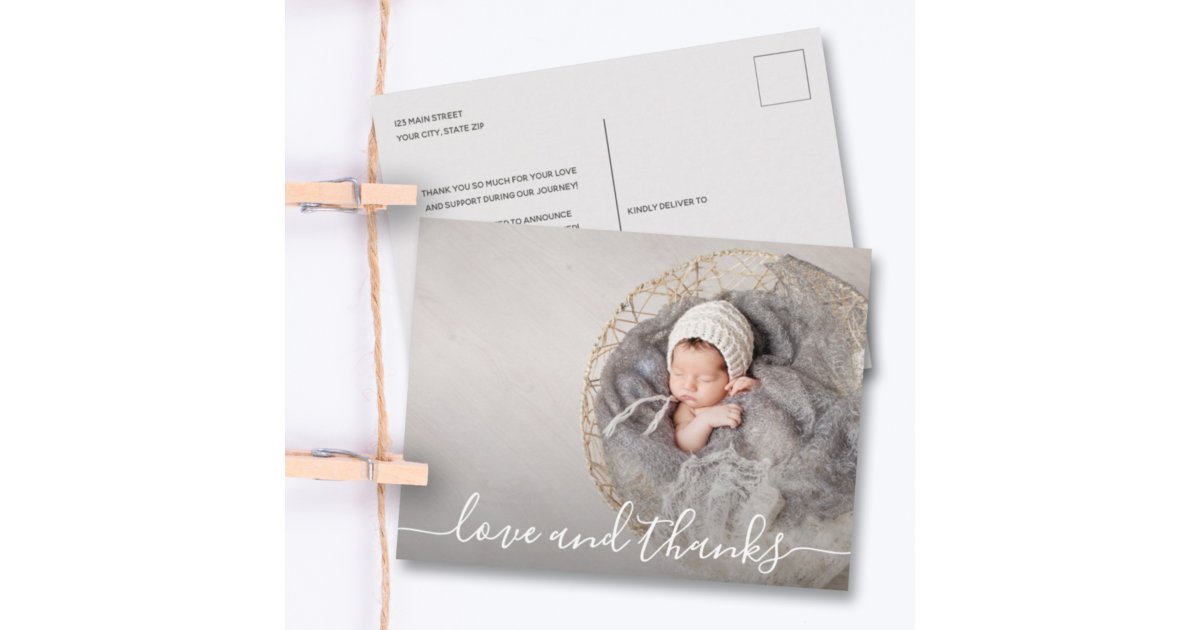Baby Photo Thank You Birth Announcement Postcard | Zazzle