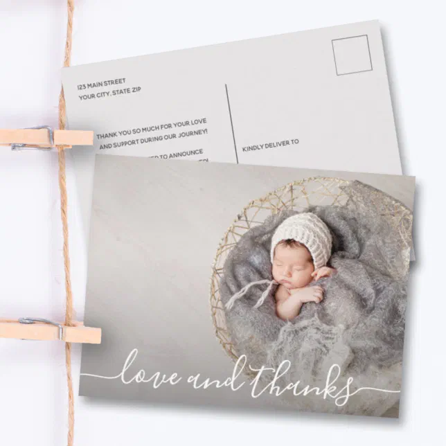 Baby Photo Thank You Birth Announcement Postcard | Zazzle