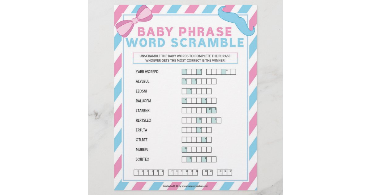 Baby Phrase Scramble [Gender Surprise] Letterhead | Zazzle