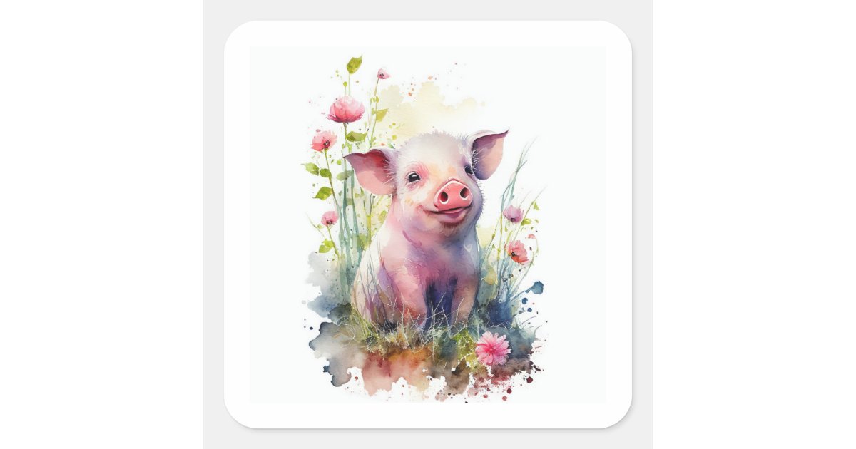 Baby Pig Square Sticker | Zazzle