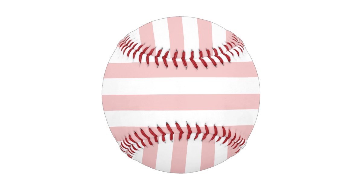 Baby Pink Color Stripes Vacation Summer Pastel Baseball | Zazzle