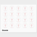 Baby Pink Cross with Custom Name Baptism Classic Round Sticker | Zazzle