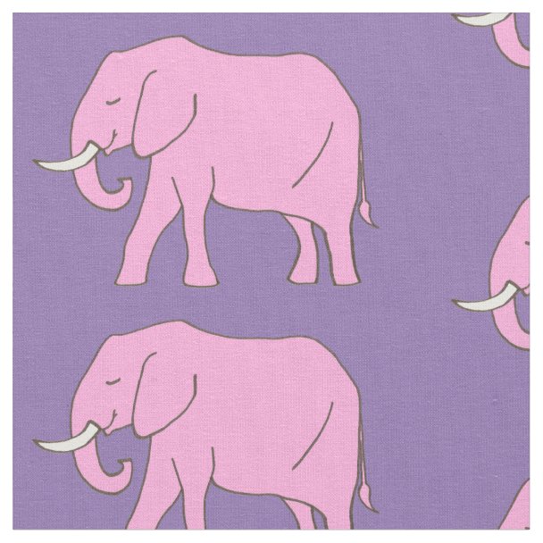 Cute Pink Baby Elephant with Polka Dot Ear Pattern Fabric | Zazzle