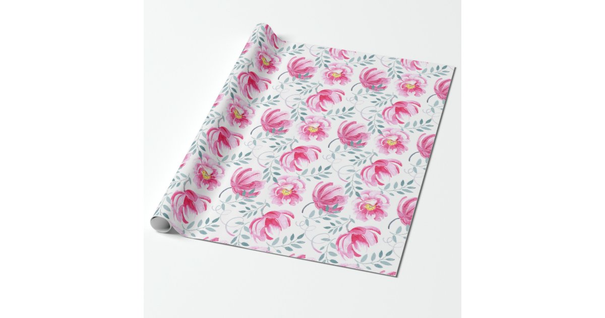 Baby Pink English Roses Wrapping Paper | Zazzle