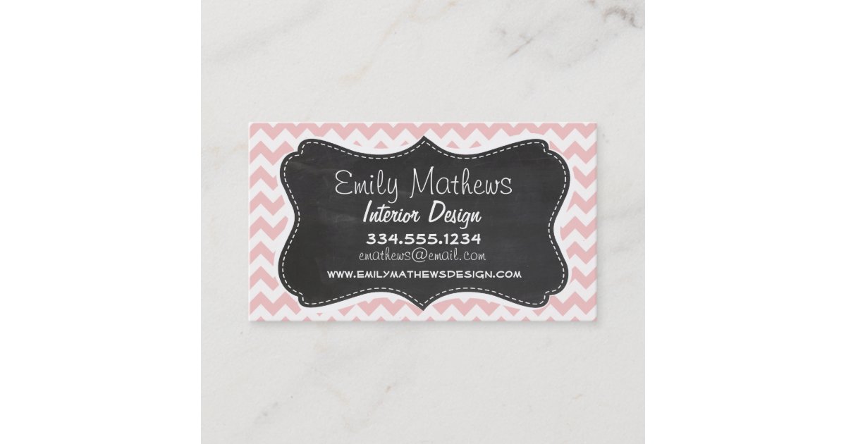 Baby Pink, Light Pink Chevron Stripes; Chalk Business Card | Zazzle