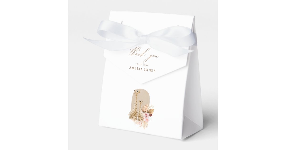 Baby Pink Pampas Grass Giraffe Baby Shower Favor Boxes | Zazzle