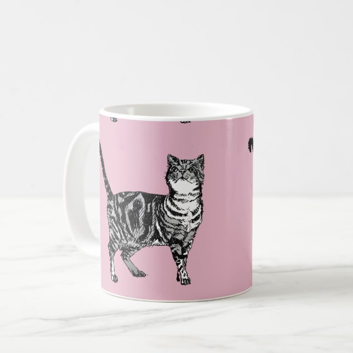 Baby Pink Tabby cat Cats Art Mug | Zazzle.com