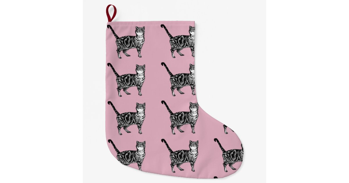 Baby Pink Tabby Cat Cats Christmas Stocking | Zazzle
