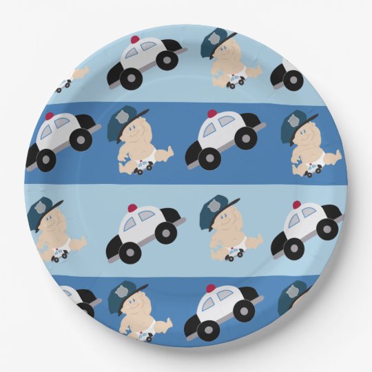 Baby Police Officer Cop Car Custom Paper Plate | Zazzle.com
